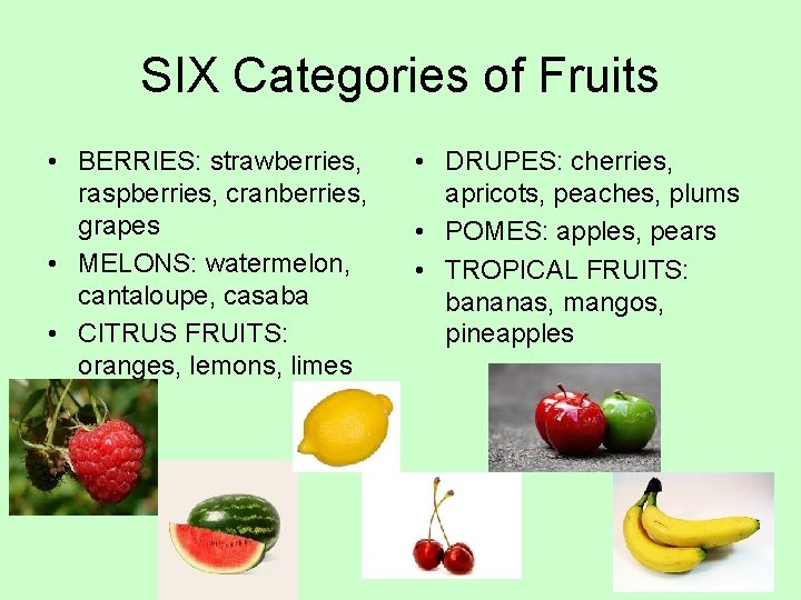 ALL ABOUT FRUITS and VEGETABLES All images are
