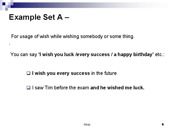 Grammar Unit 41 Wish Agenda Learning Objectives Example