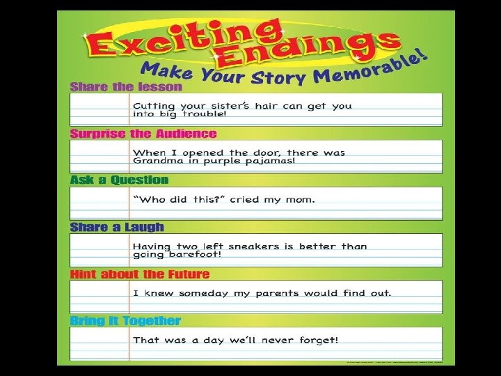 Exciting Endings Anticlimax A common problem with kids