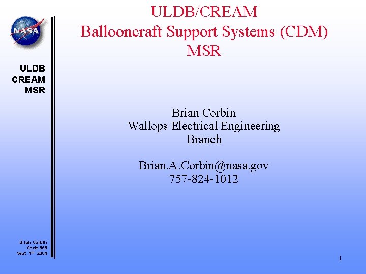 ULDBCREAM Ballooncraft Support Systems CDM MSR ULDB CREAM