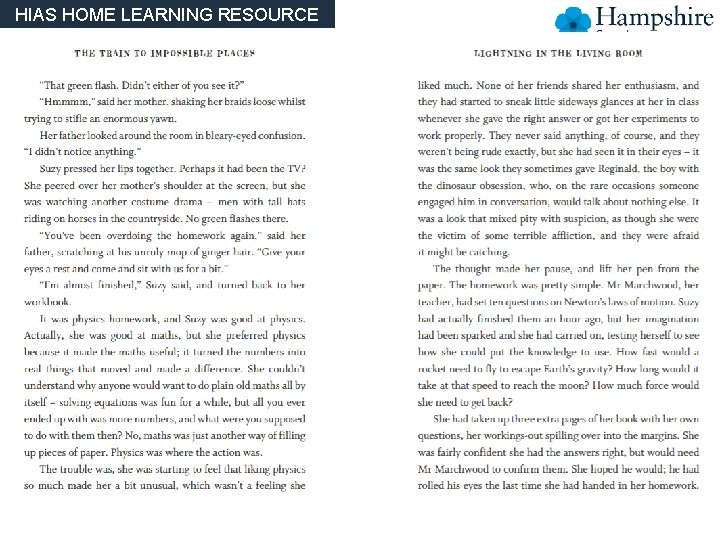 HIAS HOME LEARNING RESOURCE Reading Comprehension The Train