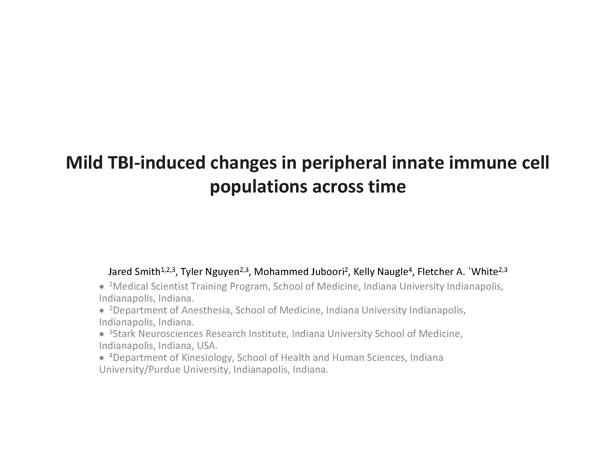 Mild TBIinduced changes in peripheral innate immune cell