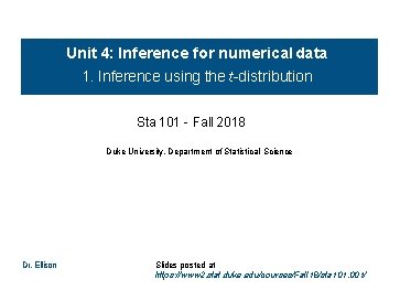 Unit 4 Inference for numerical data 1 Inference