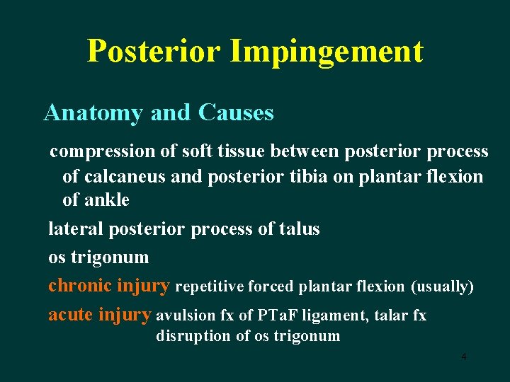Ankle Impingement Syndrome initial ankle injury abnormal osseous