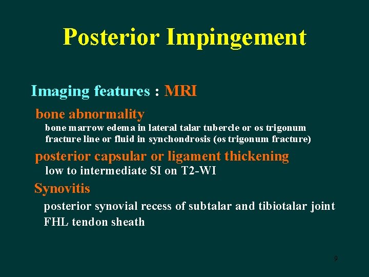 Ankle Impingement Syndrome initial ankle injury abnormal osseous