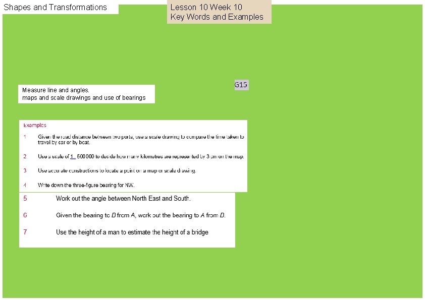 Shapes and Transformations Lesson 10 Week 10 Key