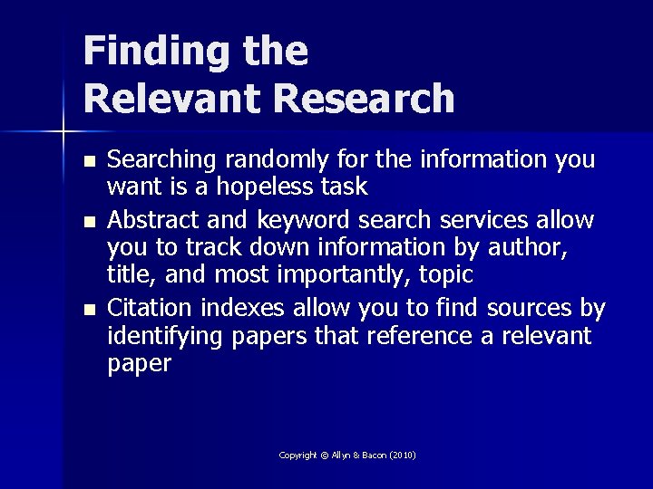 Conducting Library Research Graziano and Raulin Research Methods