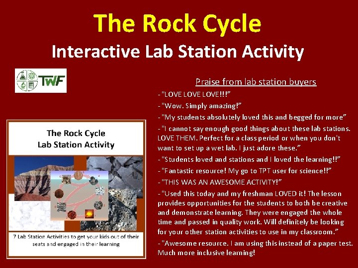The Rock Cycle Interactive Lab Station Activity Praise