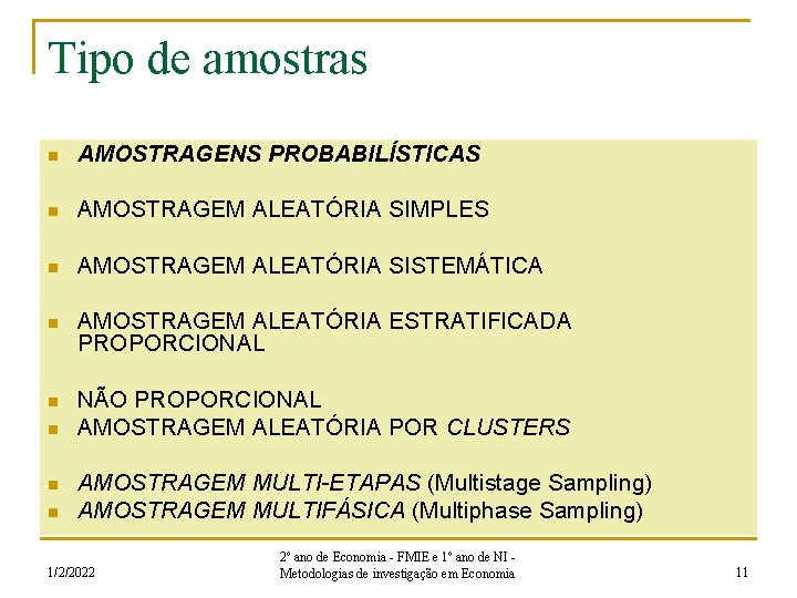 Unidade 4 amostragem Introduo Quais as etapas da