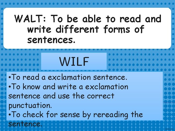 WALT To be able to read and write