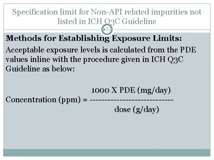 Setting Specification Limits for Impurities in Active Pharmaceutical