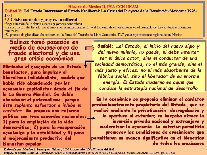 Historia de Mxico II PEA CCH UNAM Unidad