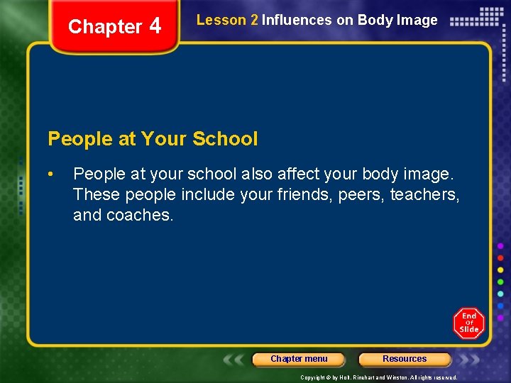 Chapter 4 Lesson 2 Influences on Body Image