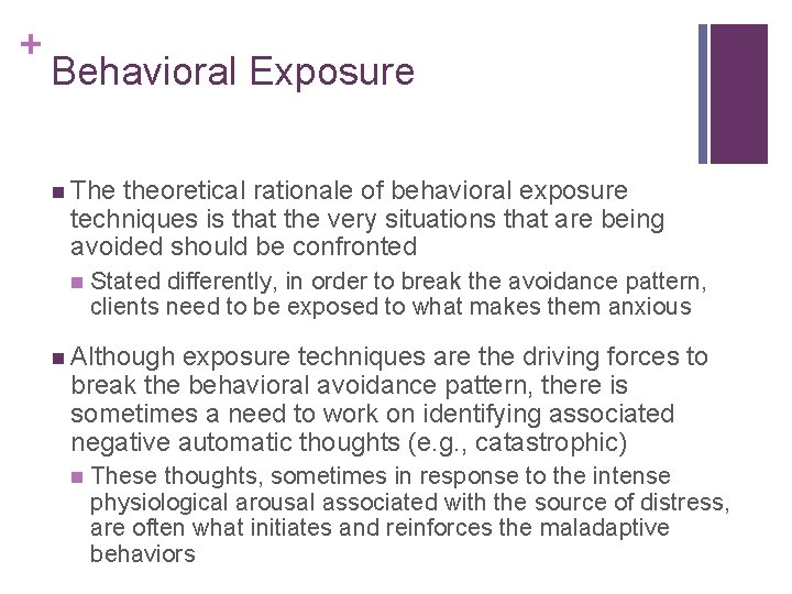 Chapter 9 Behavioral Exposure Relaxing Testing Thoughts and