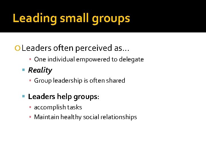 Chapter 26 Speaking in Small Groups Solving problems