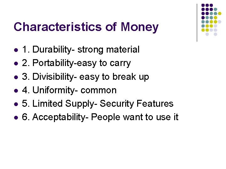 Money and Banking l l Functions of Money