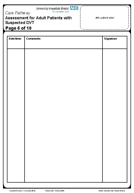 Care Pathway Assessment for Adult Patients with Suspected