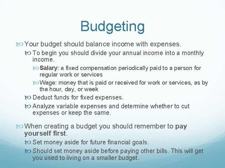 Financial Responsibility Economics In order to be a