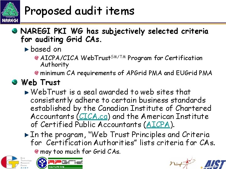 Auditing auditing template and experiences on being audited