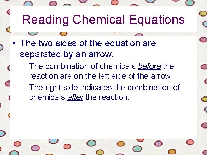 A chemical equation is a symbolic representation of