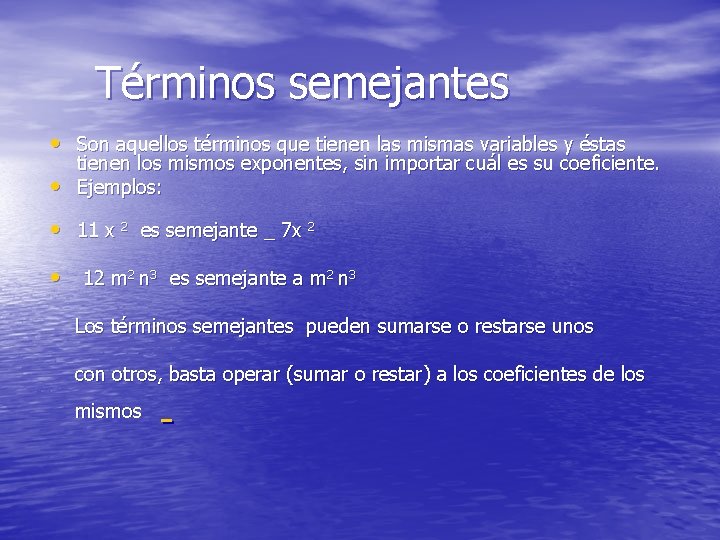 Matemticas Operaciones con Expresiones Algebraicas Trmino algebraico Es