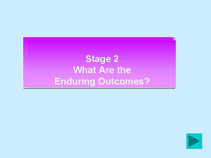 Stage 2 What Are the Enduring Outcomes Idea