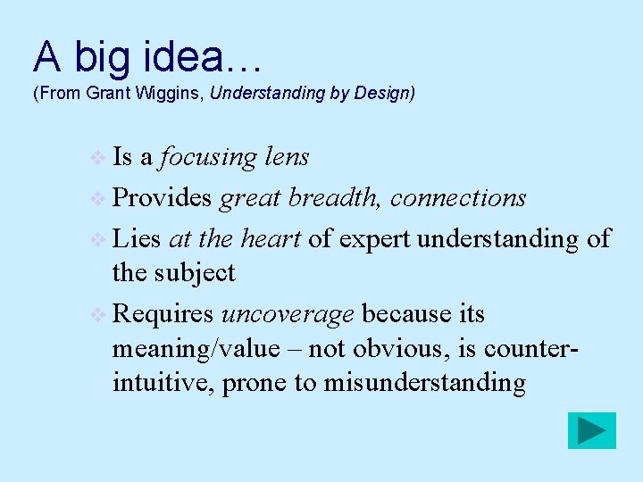 Stage 2 What Are the Enduring Outcomes Idea