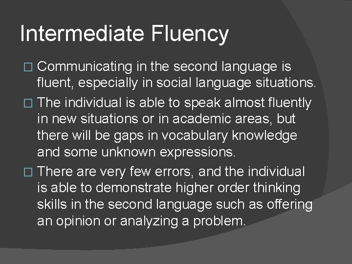 Process of Acquiring the Second Language 6 STAGES