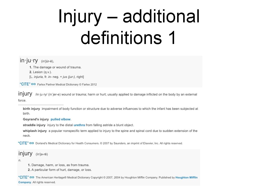 Injury damage traumatic nontraumatic Injury Hurt damage or