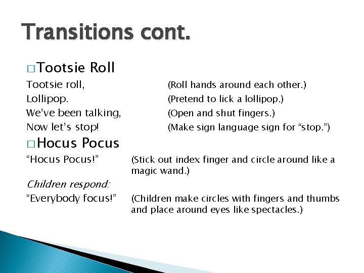 Transitions Tips and Tricks By Robin Ward Information