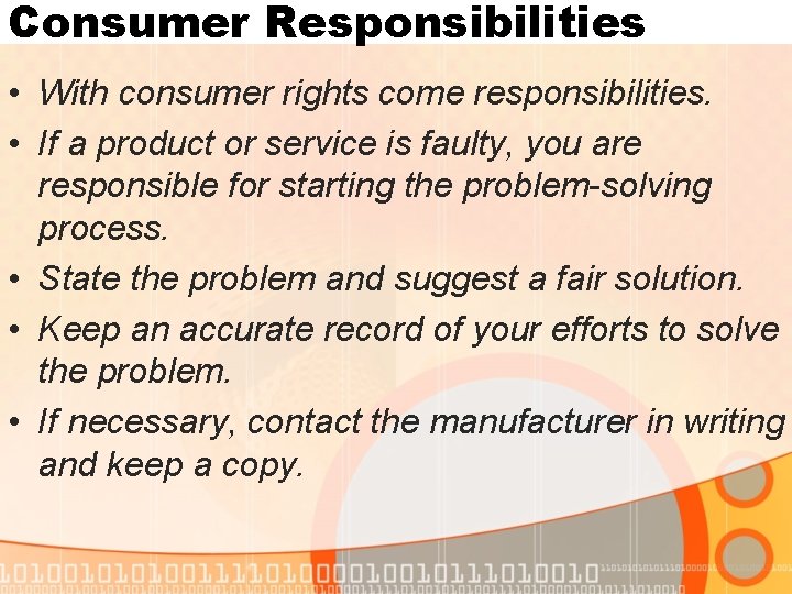 You the Consumer Consumer Rights and Responsibilities Consumers