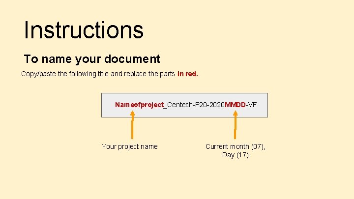 Instructions To name your document Copypaste the following