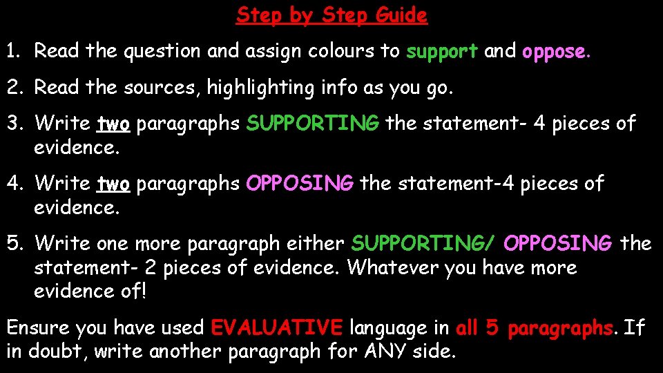 Support and oppose questions TODAY WE WILL To