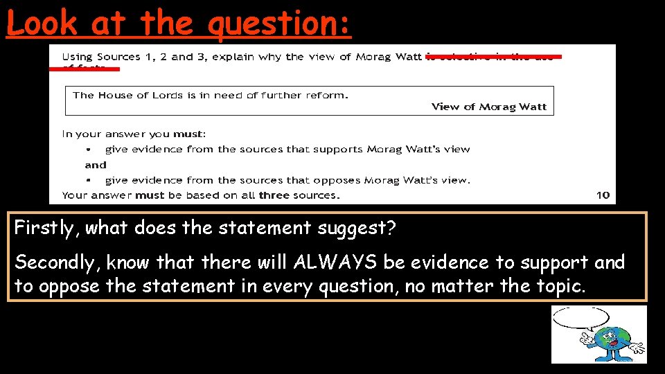 Support and oppose questions TODAY WE WILL To