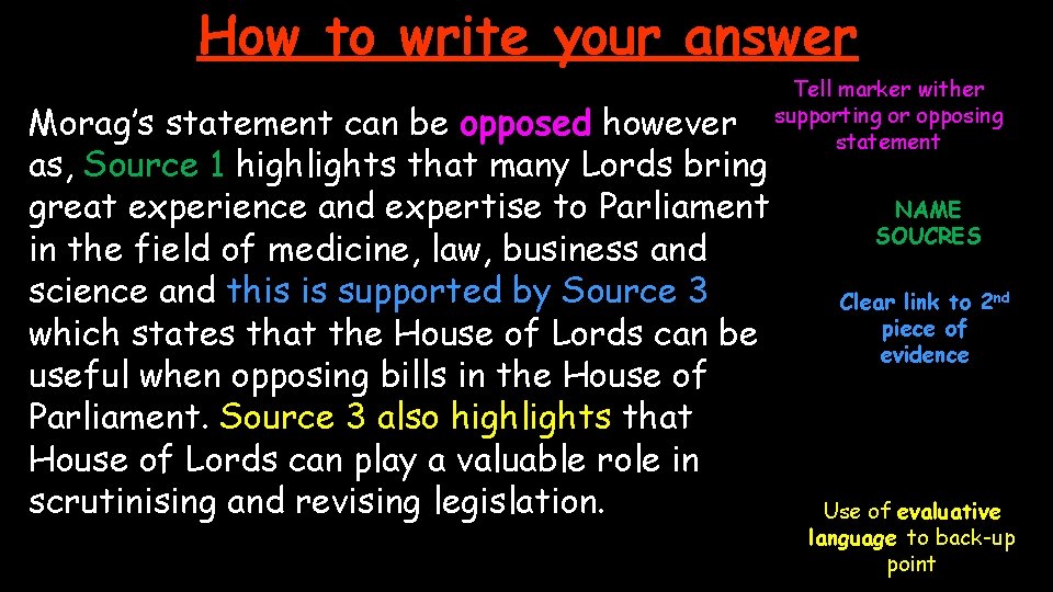 Support and oppose questions TODAY WE WILL To