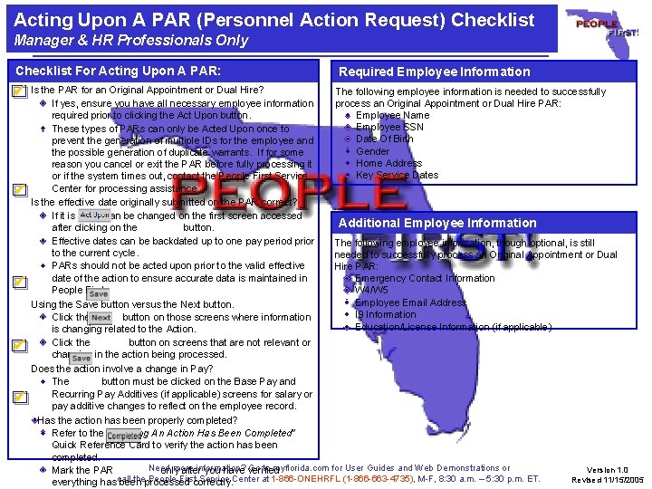 Acting Upon A PAR Personnel Action Request Checklist