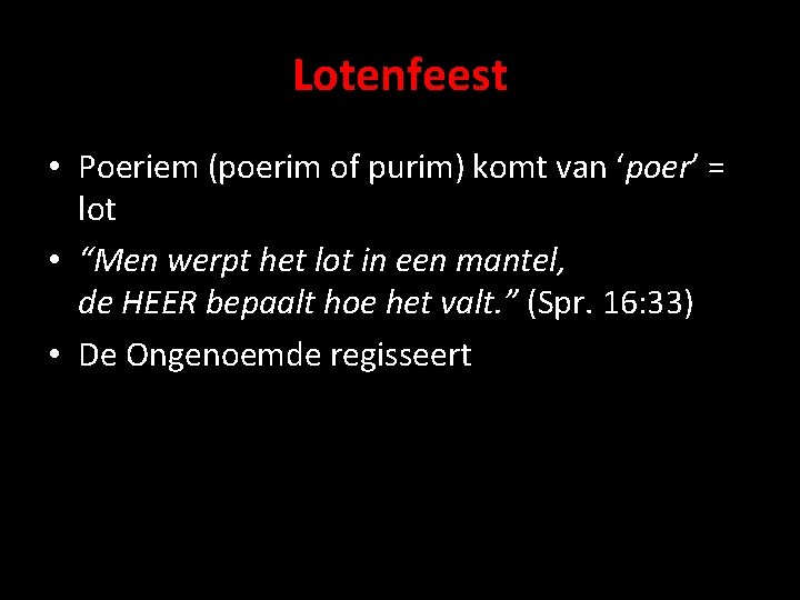 Poeriem Preek over Ester 9 en 10 Thema