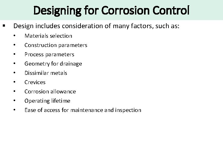 Chapter 6 Corrosion Control Designing for Corrosion Control