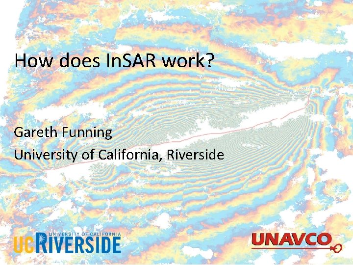 How does In SAR work Gareth Funning University
