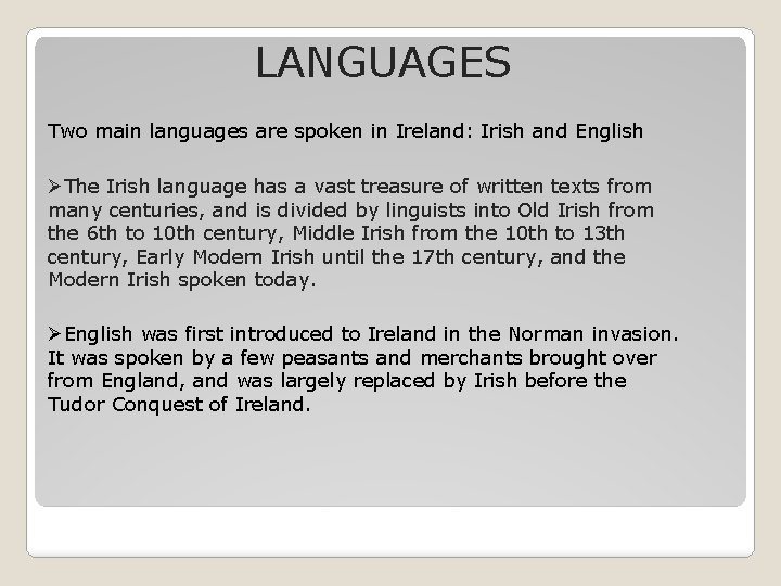 IRELAND INDEX Presentation Irish flag History brief Capital