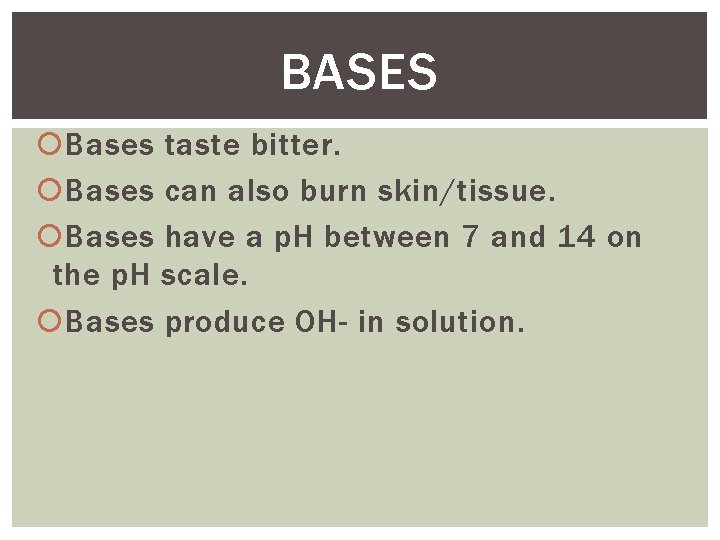 ACIDS BASES PH OBJECTIVE 6 4 SWBAT classify
