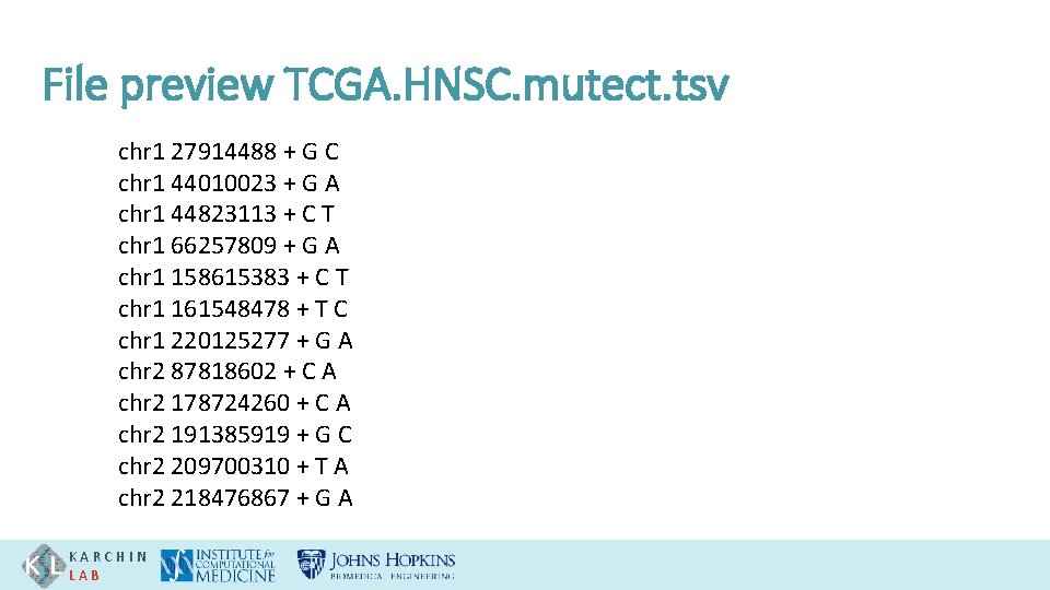 Lab 6 Analysis of multiple variants KARCHIN LAB
