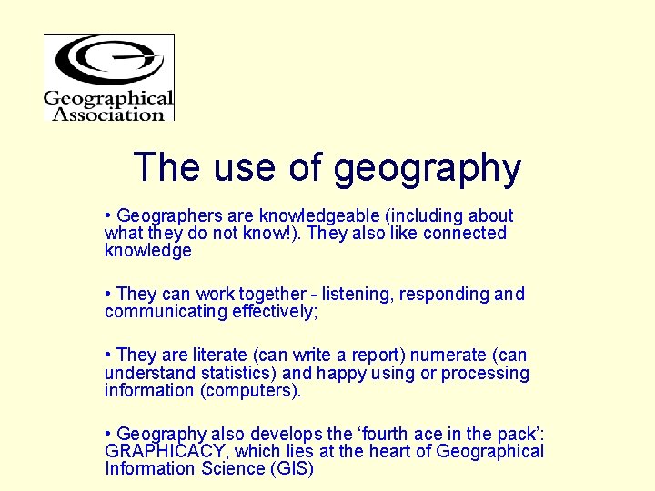 Rediscovering Geography David Lambert The Geographical Association The
