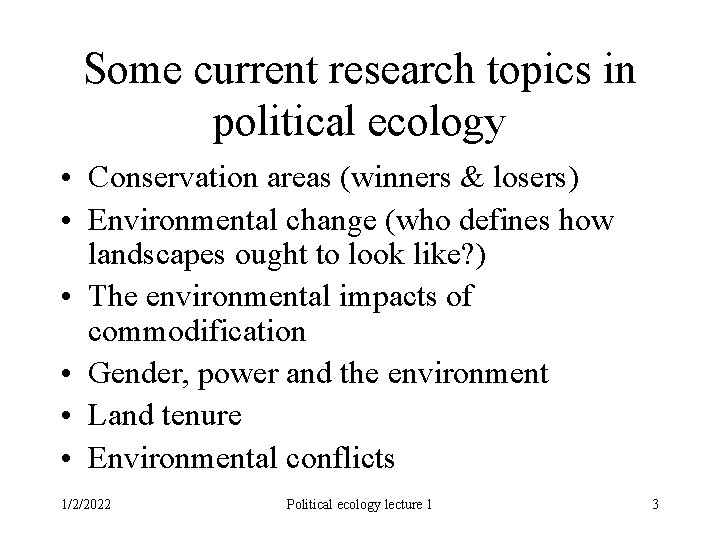 What is political ecology Tor A Benjaminsen Noragric