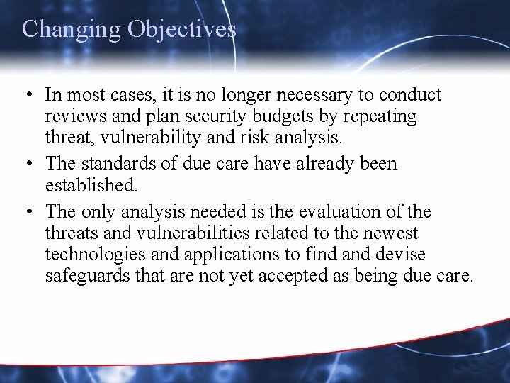 Risk Analysis vs Security Controls Security Controls Risk