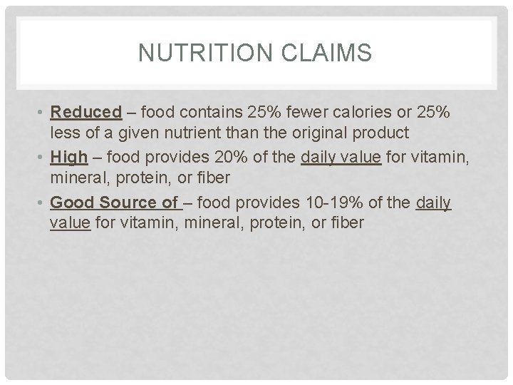 JOURNAL PROMPT How can food labels help us