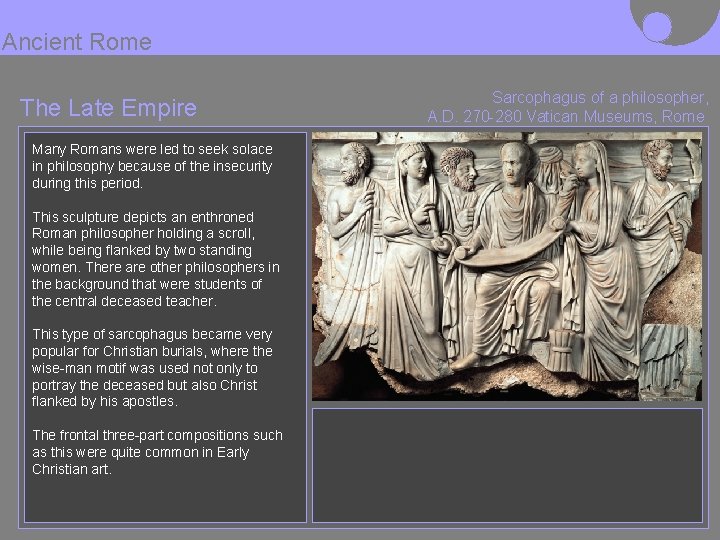 The Art of Late Antiquity Sarcophagus with philosopher