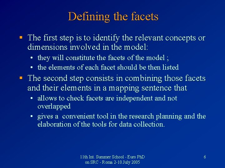 Facet analysis a technique to combine structure and