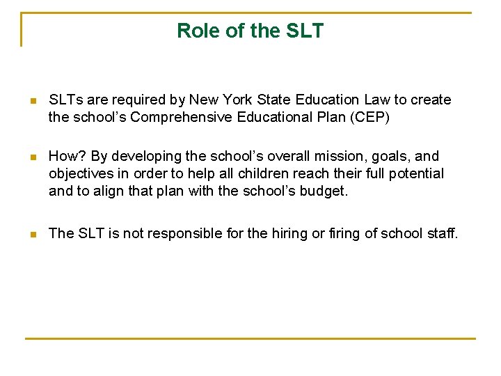 Overview of Roles and Responsibilities of School Leadership