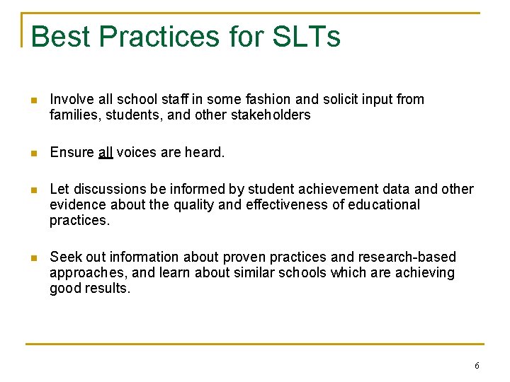 Overview of Roles and Responsibilities of School Leadership